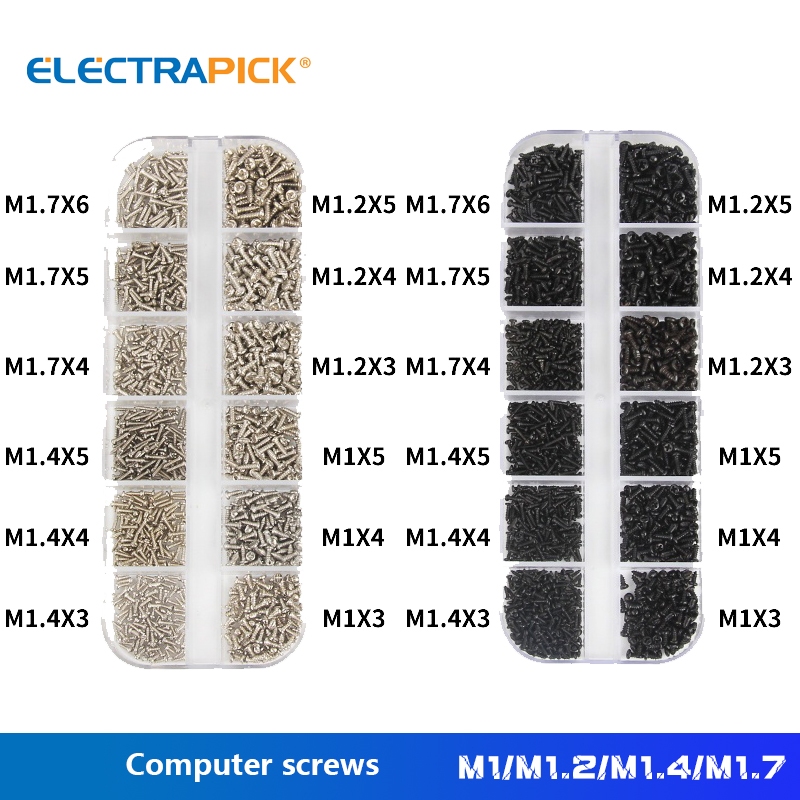 Electrapick M1/M1.2/M1.4/M1.7 Small Screws Nuts Assortment Kit (1200 Pcs) | Shopee Malaysia