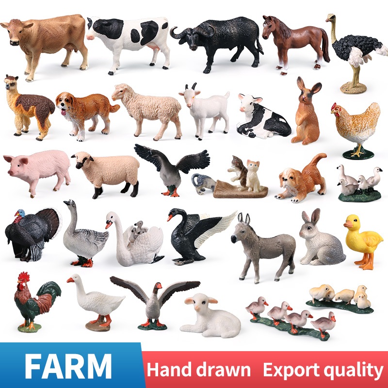 Simulation Solid Poultry Farm Animals Model Duck Goose Swan Hen Chicken ...