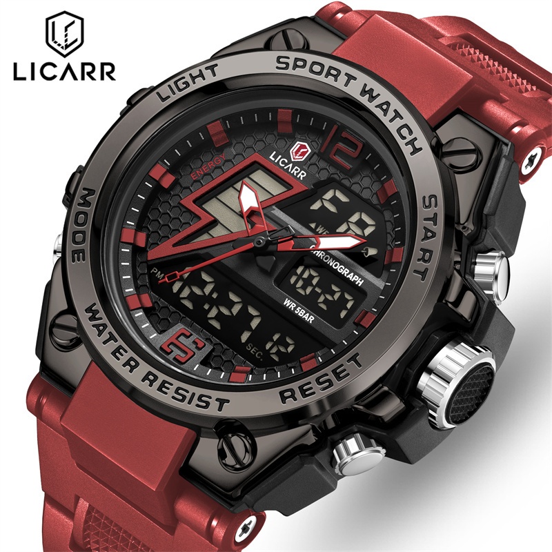LICARR Waterproof Men's Sports Watch Outdoor Casual Luminous Digital ...