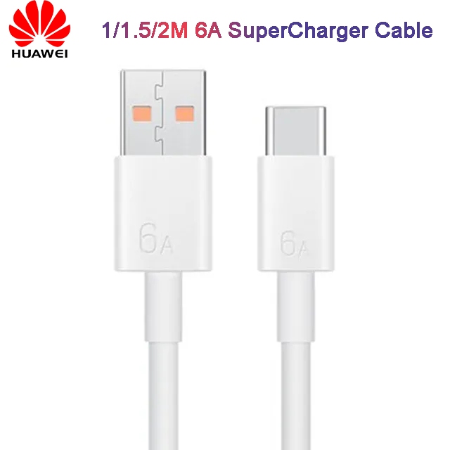 Huawei 6A Cable Super Fast Charging Cord 1/1.5/2M USB Type C Line For ...