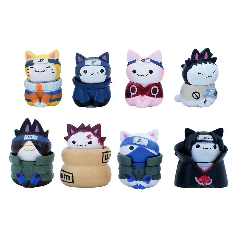 8Pcs/Set Small Size Anime Cat Naruto Action Figure Toy Cute Uzumaki ...