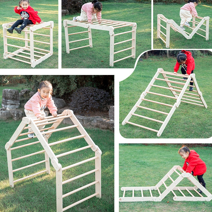Folding Climbing Frame Combination Wooden Sensory Training Equipment ...