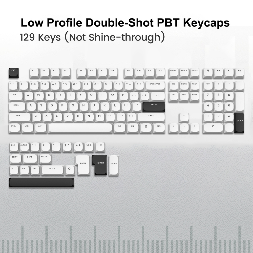 WOMIER 129 Keys Low Profile BOW/WOB PBT Keycaps, Double Shot Low ...
