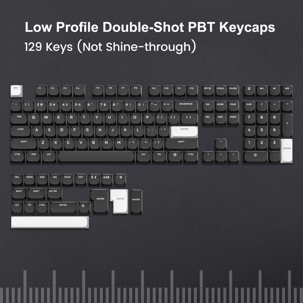 WOMIER 129 Keys Low Profile BOW/WOB PBT Keycaps, Double Shot Low ...