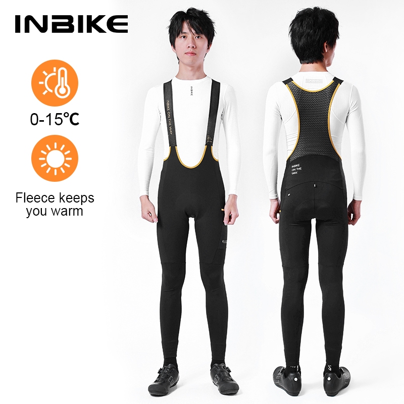 INBIKE Men's Cycling Bibs Pants Winter Tights Mesh Back 3D Padded Thermal Reflective Bicycle ...
