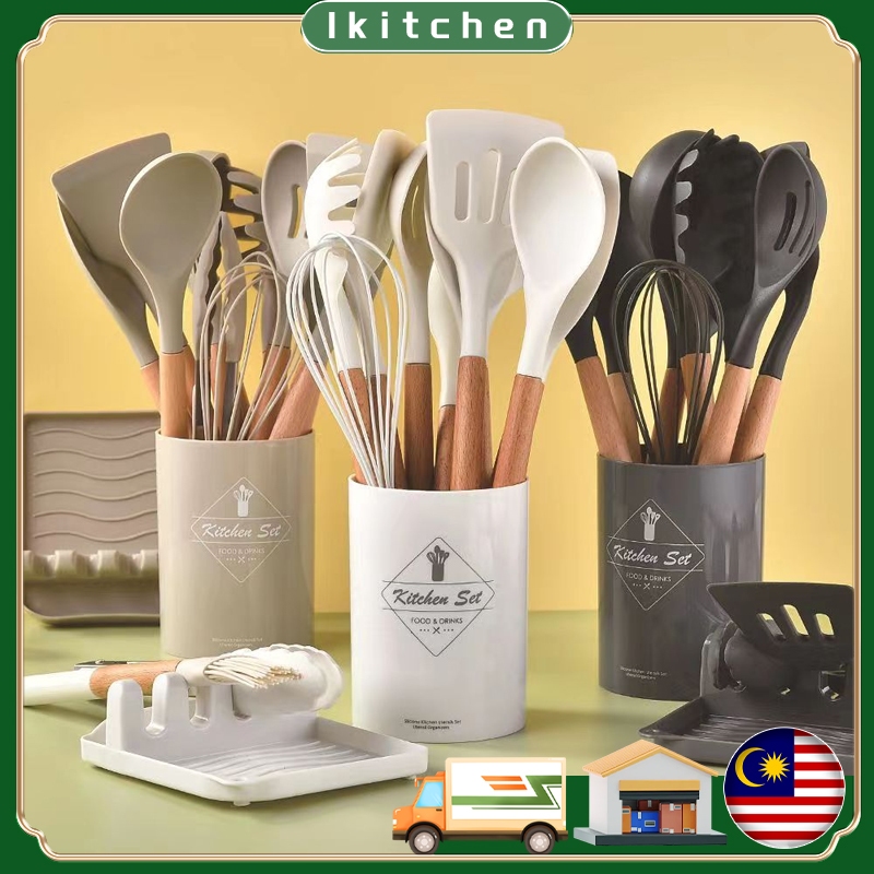 [READY STOCK]12 Cooking Tools Set Kitchen Kitchenware Set Silicone ...