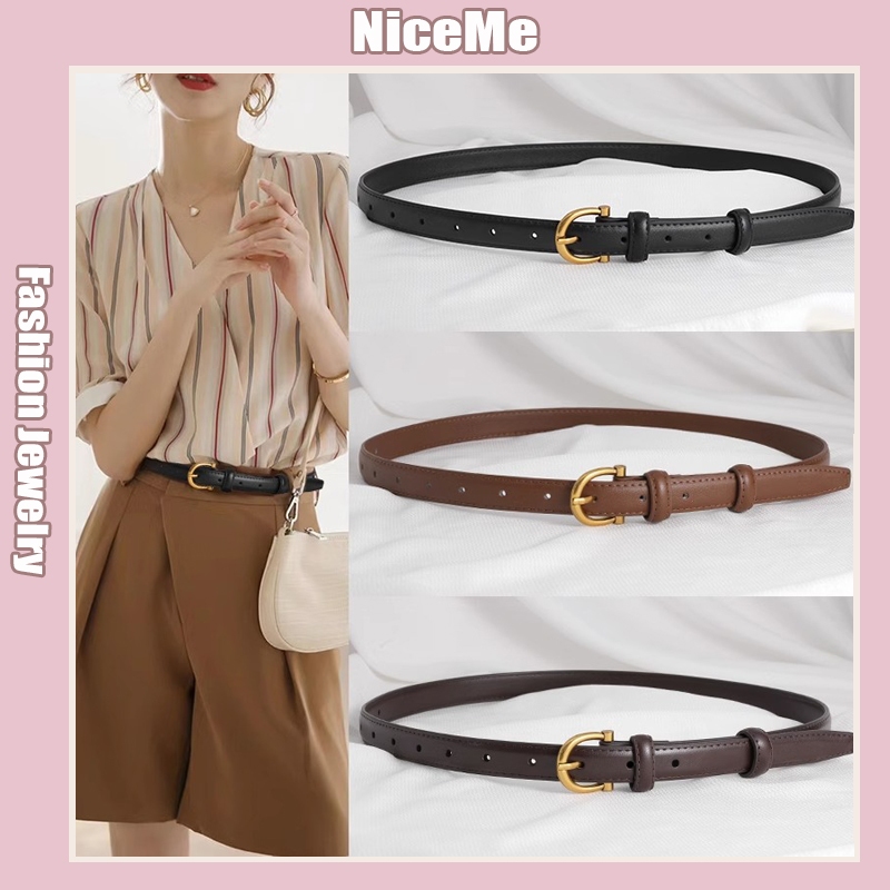 Retro Belt For Women Ins Style Versatile Jeans Belt Gold Buckle Thin Belt Fashion Accessories ...