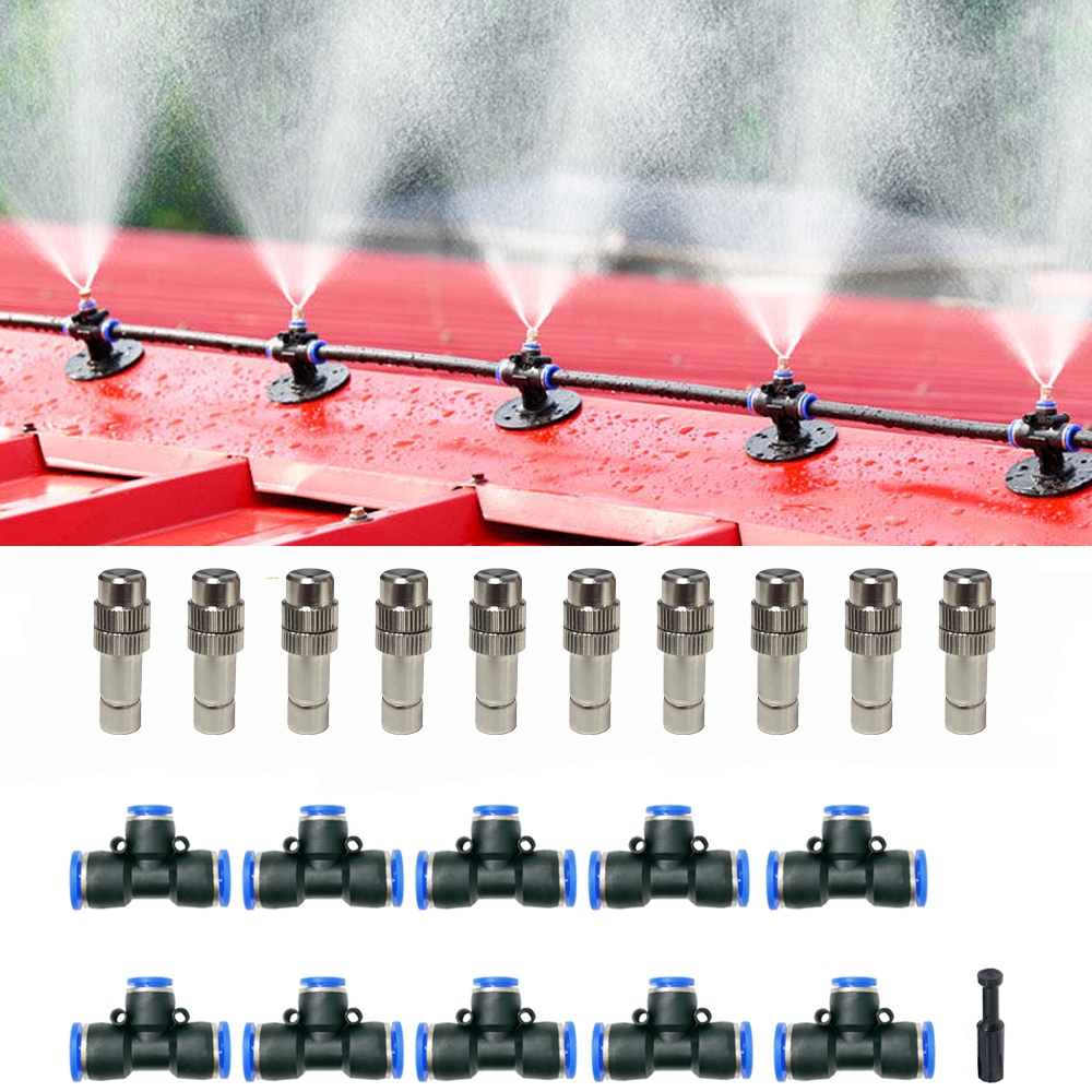 10Sets Adjustable Copper Sprayer Atomizing Kits 8mm OD Nozzles+T ...