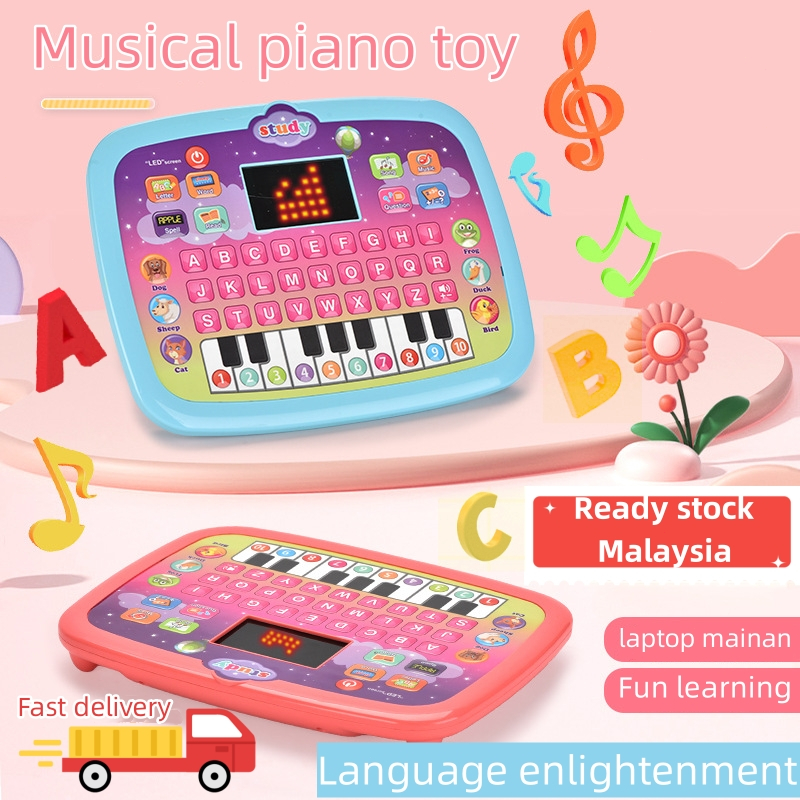 Mainan belajar LED Screen learning laptop piano toy alphabet piano toy ...
