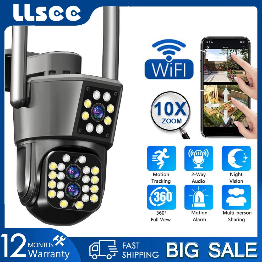 LLSEE 12MP 4K 10X Optical Zoom 3 Lens Wireless CCTV 360 WIFI PTZ CCTV ...