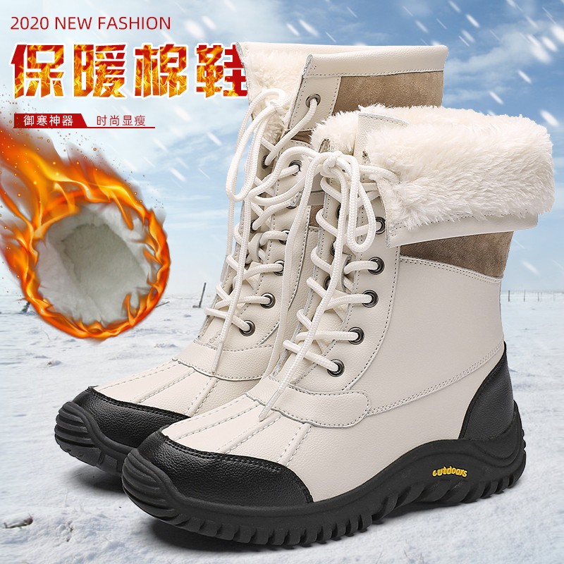 Ready Stock!Flanging Genuine Leather Snow Boots Women Fur Integrated ...