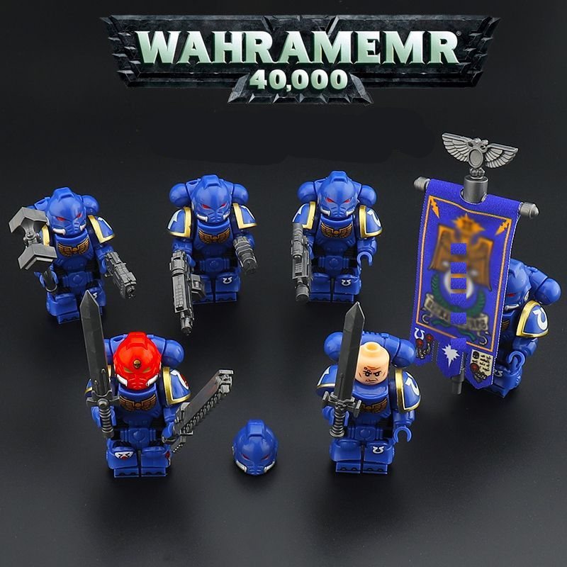 Warhammer 40K Ultramarines Figure War Flag Weapons Block Toys | Shopee ...