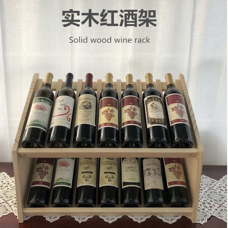 Solid Wood Wine Display Rack Red Wine Storage Rack Wine Cabinet Kitchen ...