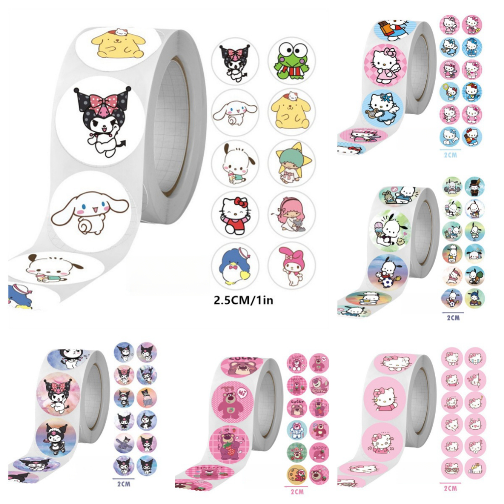500PCS/Roll Cartoon Cute Sanrio HelloKitty Mymelody Lotso Loopy ...