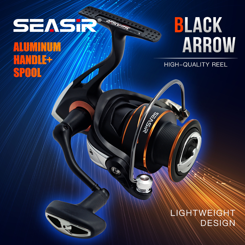 SEASIR Black Arrow Spinning Fishing Reel 5+1BB Metal Main Gear Smoother ...