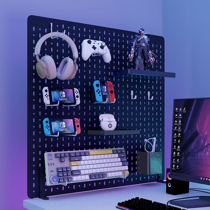 56X56cm Pegboard PVC Wall Organizer Perforated Display Board Rack Wall ...