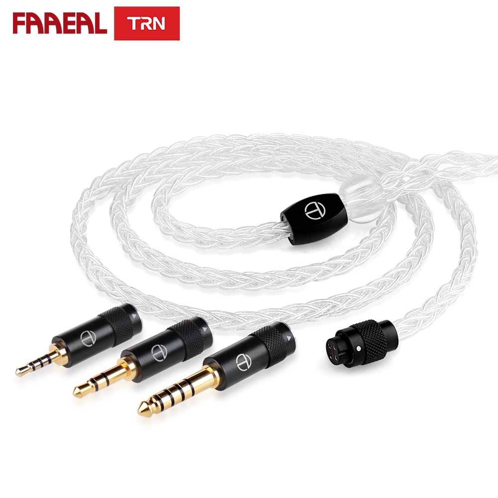 FAAEAL TRN T3 PRO Replacement Cable 8 Core Pure Silver Cable 2.5/3.5MM With MMCX/2PIN Connector ...