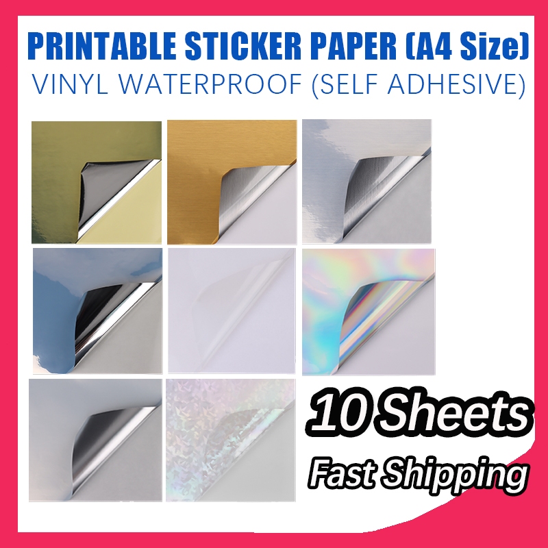 10 Sheets Printable Sticker Paper A4 Size for All InkJet Printers ...