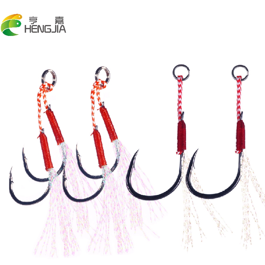 HENGJIA Memancing Fishing Hook Assist Single Hook Double Hook Jig Lure Black Barbed High Carbon ...