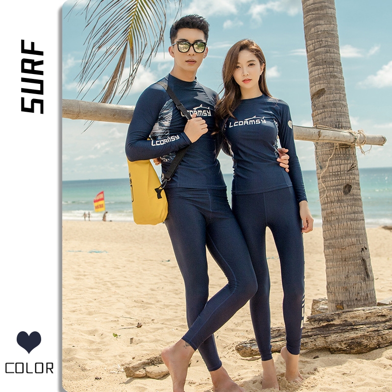 Surf Ready Stock Korean Men Women Couple Long Sleeve Swimming Suit