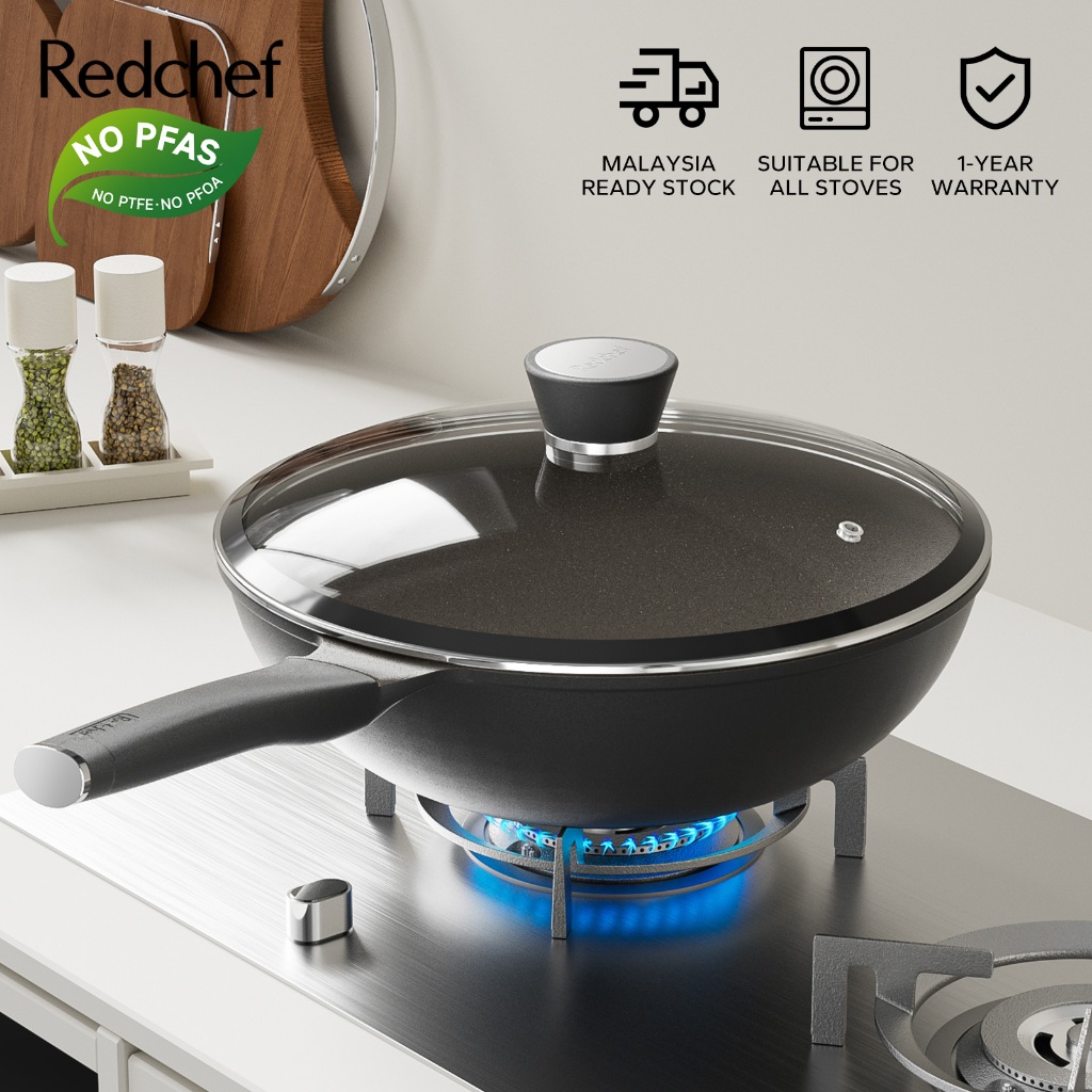 Redchef Nonstick Ti-Ceramic Wok Non Toxic, PFAS& PTFE& PFOA Free Deep ...