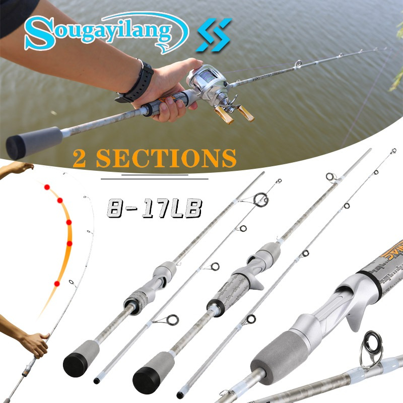 Sougayilang Fishing Rod 6-17LB 2 Bagian Carbon Fiber Fisihing Pole Joran UL Portable Joran ...