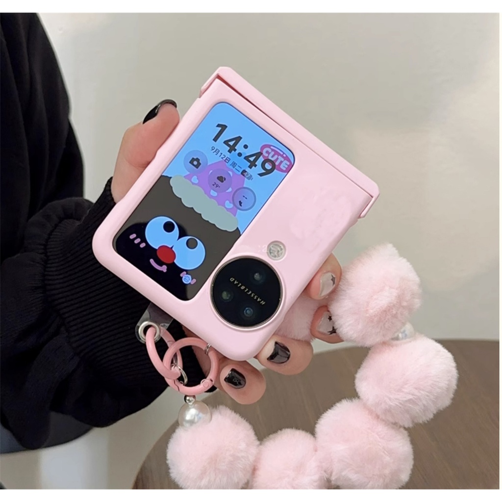 Korean Cute Plush Hairball Pearl Bracelet Chain Pink Case for OPPO Find ...