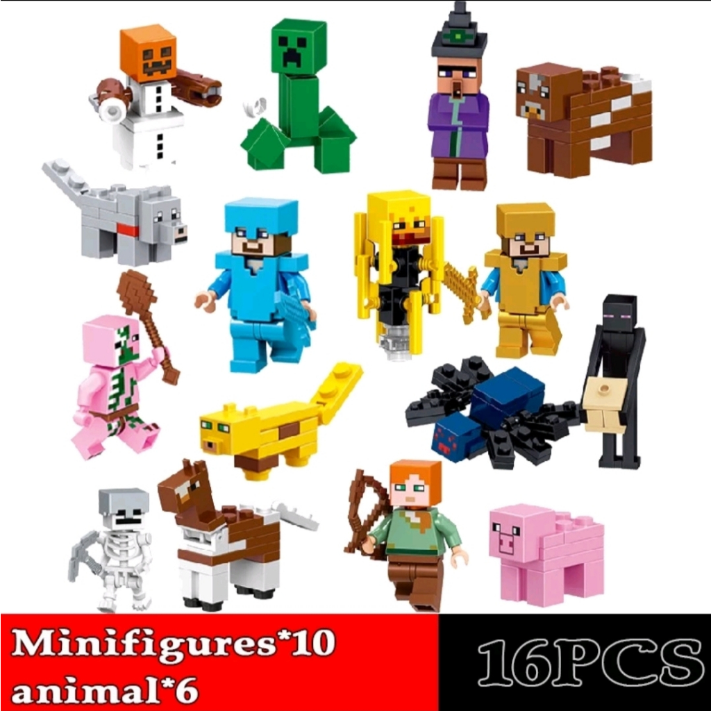Minecraft 16 Characters Building Blocks Dolls Dolls Ornaments Children ...