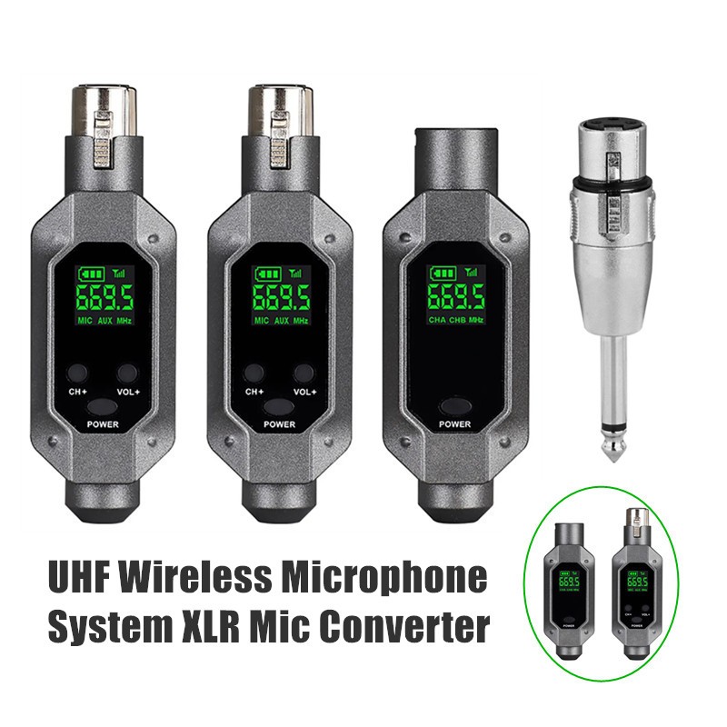 Wireless Microphone Transmitter Receiver Plugged Into XLR UHF ...