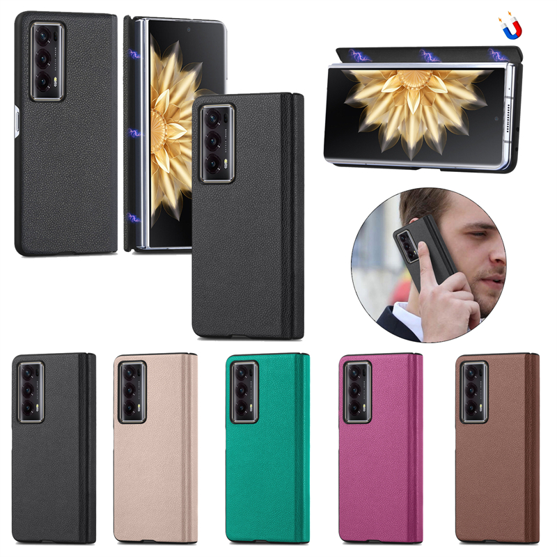 Magic V2 Fold Magnetic Hinge Shell For Honor Magic V2 PU Leather Back ...
