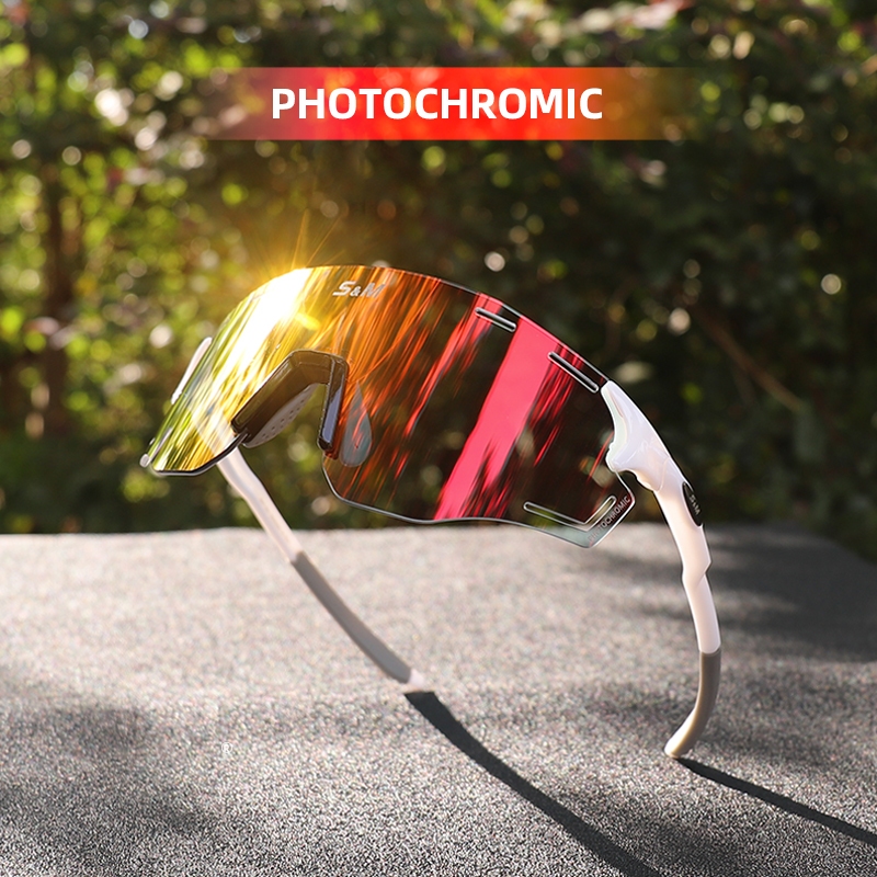 S&M Cycling Glasses UV400 Photochromic Polarized Sports Sunglasses Anti ...