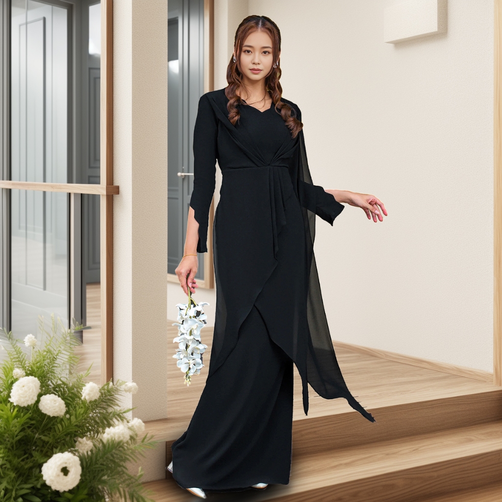 Naara Dress Hitam Abaya pleated Allium dresses ABAYAS Muslim Jubah ...