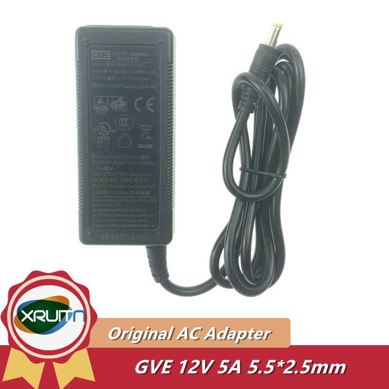 Genuine GVE 12V 5A GM60-120500-F AC Adapter Charger 60W Power Supply ...