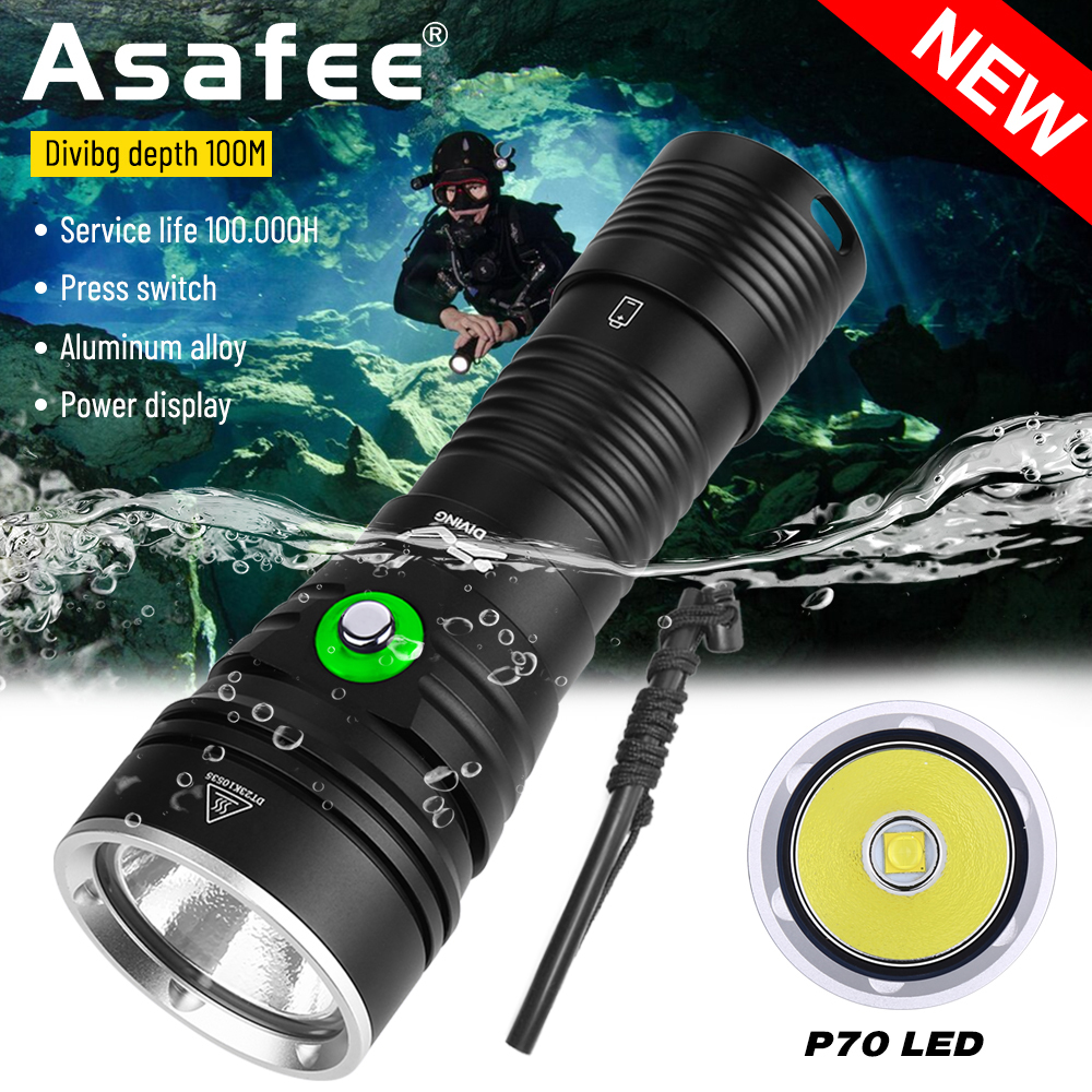 Super Bright Scuba Diving Flashlight DA15 P70 LED Asafee Underwater ...