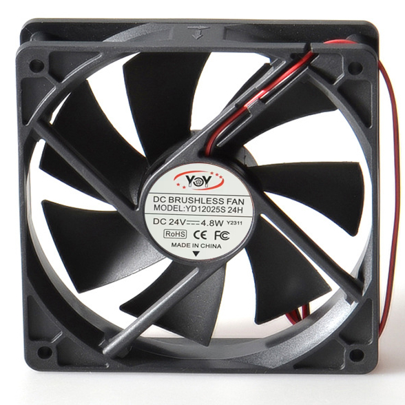 Silent 12025-12/24/36V Shaft Oil Copper Wire 2P Terminal DC Cooling Fan ...