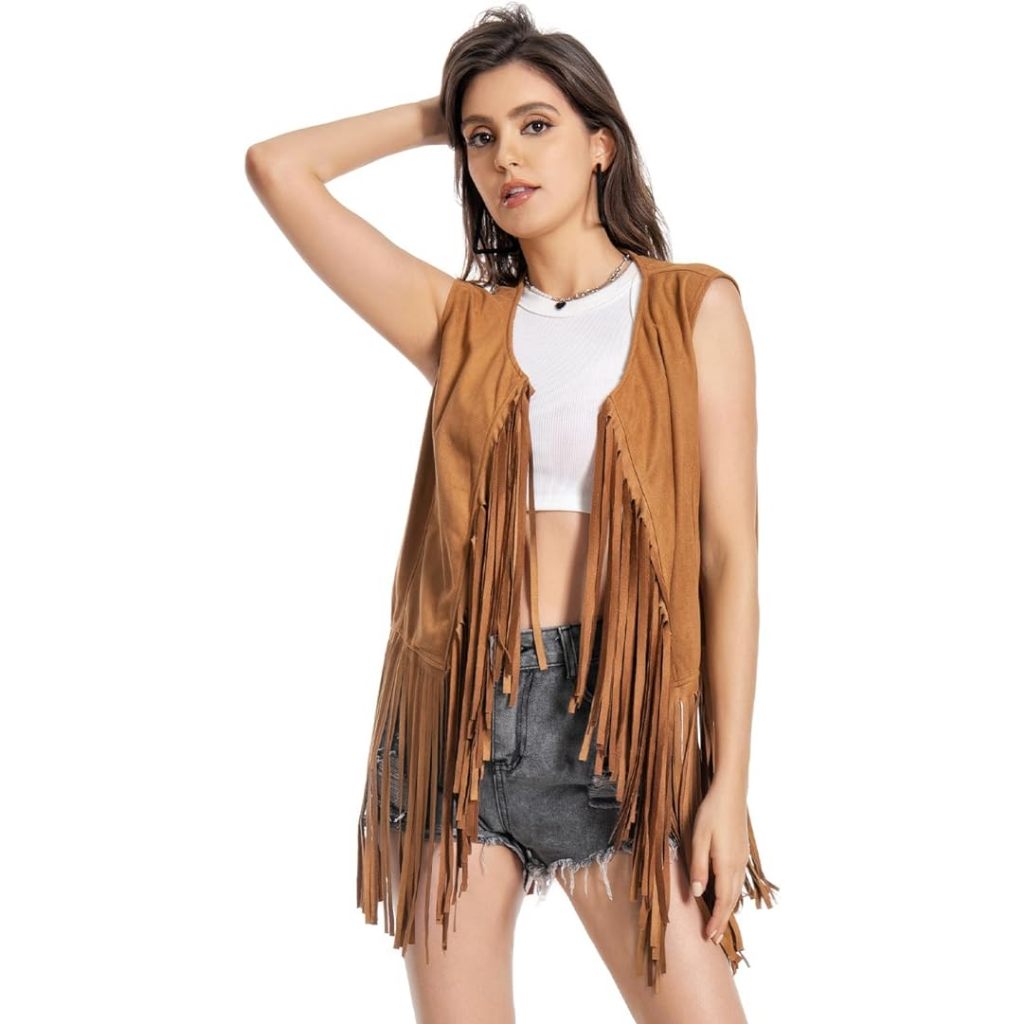Sleeveless Vest Women Fringed Vest Boho Chic Fringe Cardigan for Women ...