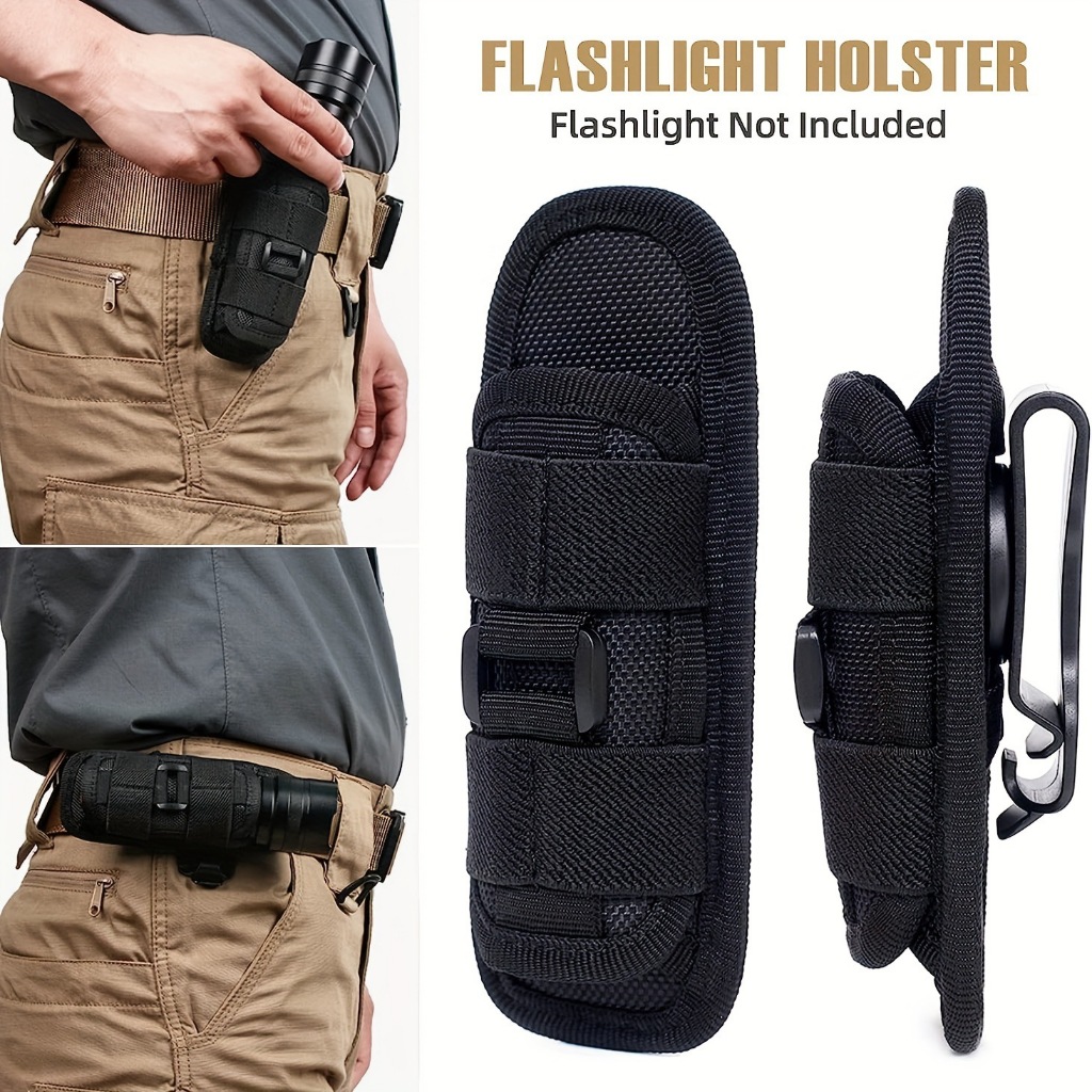 Tactical Flashlight Pouch Holster, Rotatable Flashlight Holder Belt ...