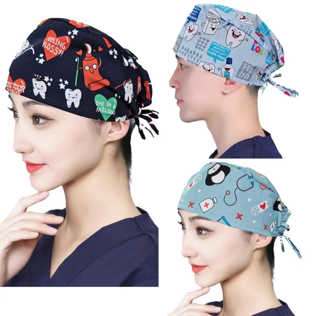 Operating room hat, short hair for men and women, surgical hat, printed ...