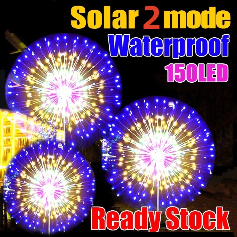 Outdoor Solar Fireworks Light 90LED/120/150LED 2 Modes Lampu RAYA ...
