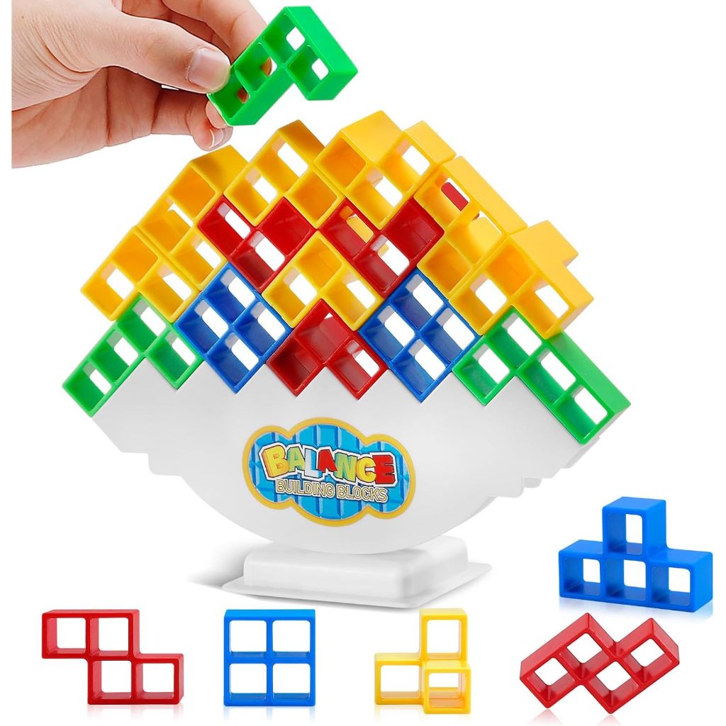 48PCS Tetra Tower, Fun Balance Stacking Building Blocks Board Game for ...