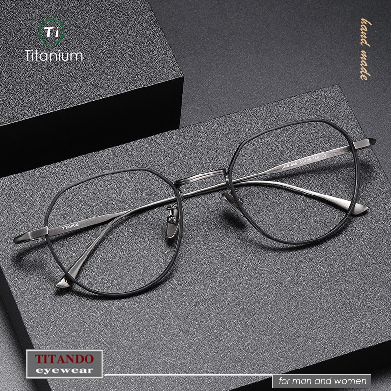 Japanese Retro Pure Titanium Glasses Frame Crown Polygonal Optical ...