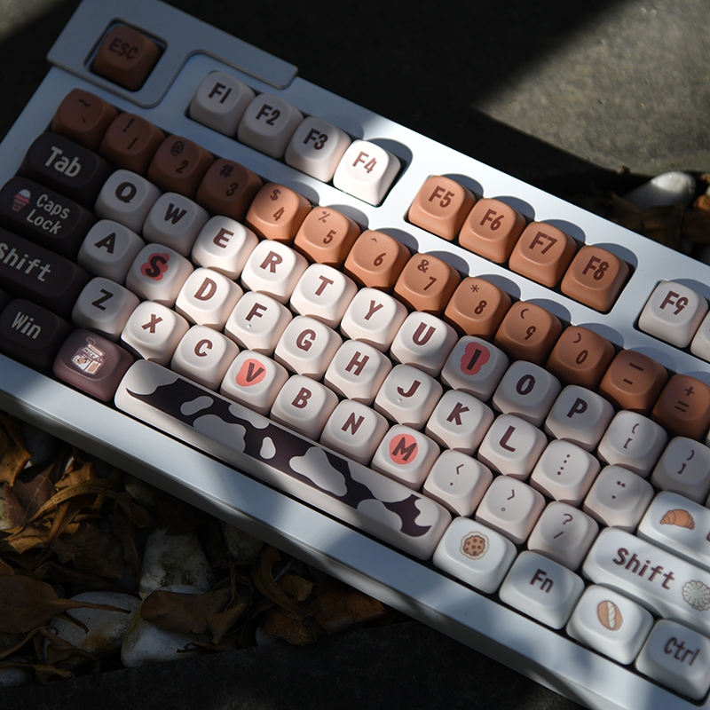 136 keys Chocolate Coffee bean keycaps PBT Keycap DYE-SUB MOA Profile ...