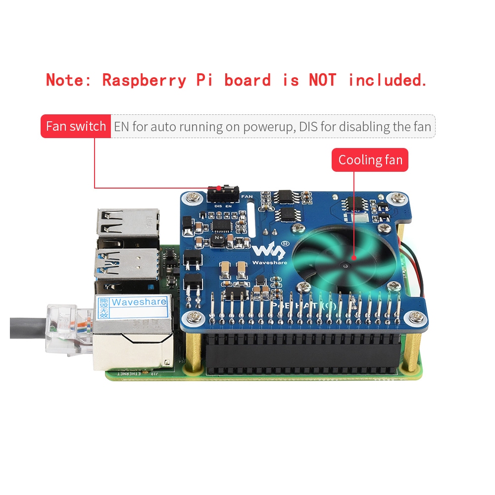 5V 4A/12V 2A Power Over Ethernet PoE Module Fan Breakout Board HAT for ...