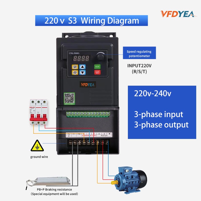 220v 3ph to 3ph VFD inverter 0.75kw 1.5kw 2.2kw 3kw 4kw 5.5kw 7.5kw frequency variable drive ...