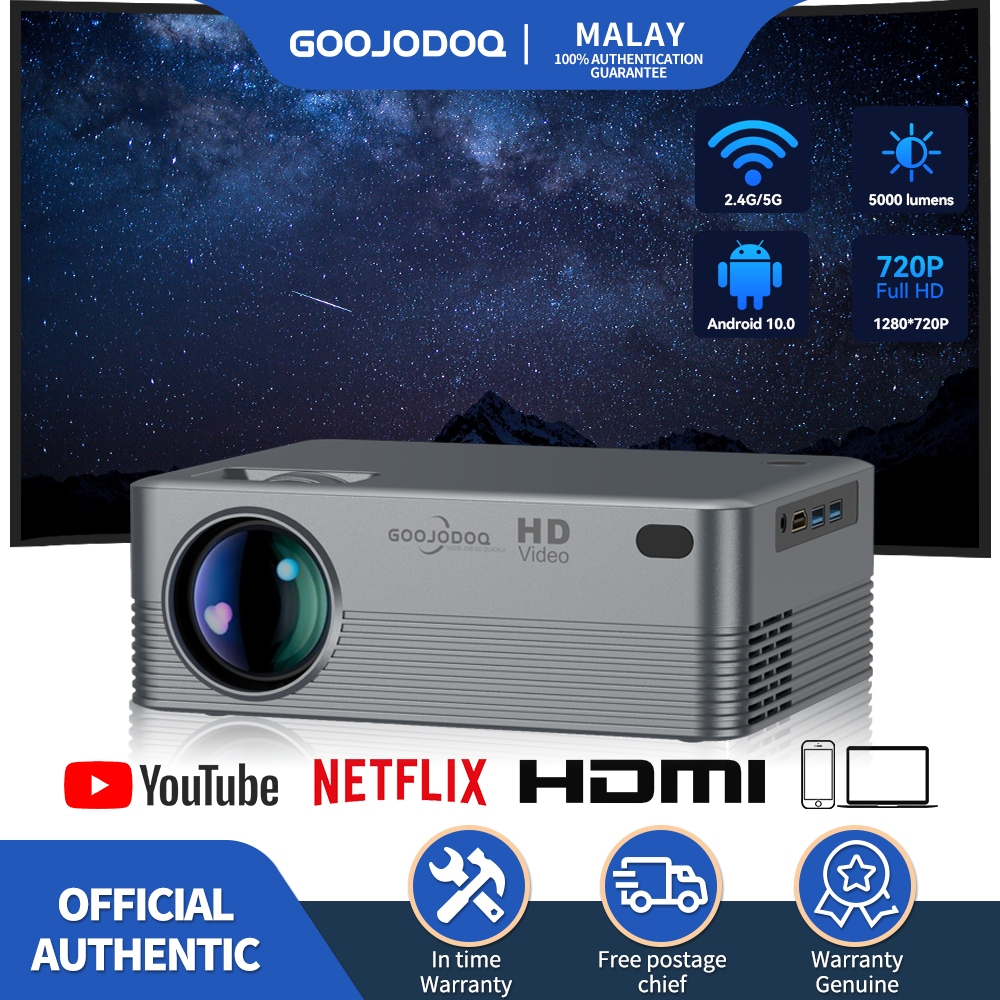 GOOJODOQ 2.4G/5G Dual-Band Bluetooth Portable Projector | Shopee Malaysia