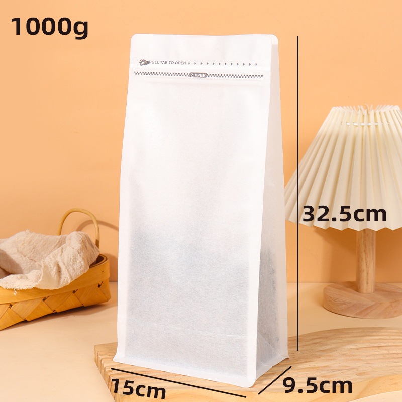 100pcs 8D white cotton paper coffee bean bag tea bag with Degassing ...
