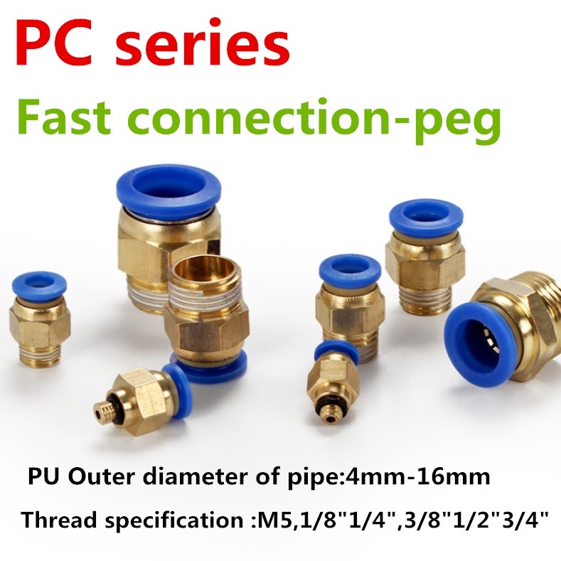 Pc Pneumatic Pipe Quick Connector Threaded Straight Head PC Male Thread ...