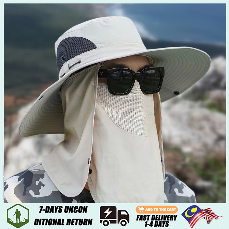 Windproof Sun Hat Hiking Hat Full Face Cover Protection Waterproof Cap ...