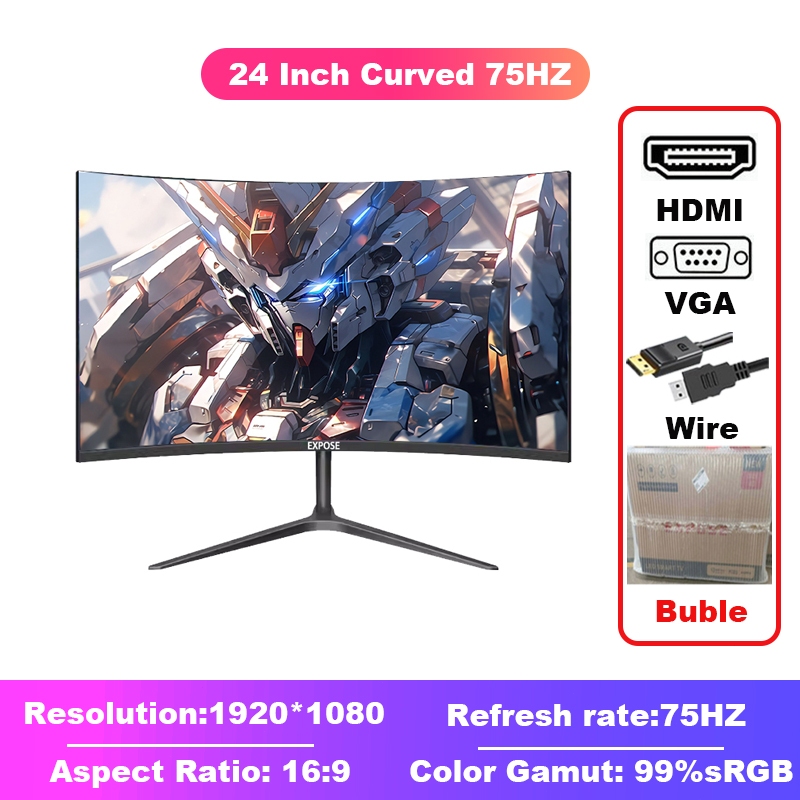 Monitor 27 Inch 165HZ Curved PC Monitor 24 Inch LED Monitor 2K Flat IPS ...