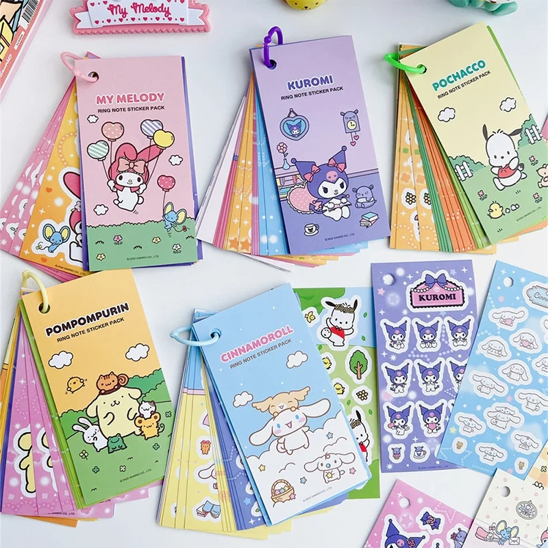 31Sheets Sanrio Memo Book Stickers HelloKitty Kuromi Cartoon Hand ...